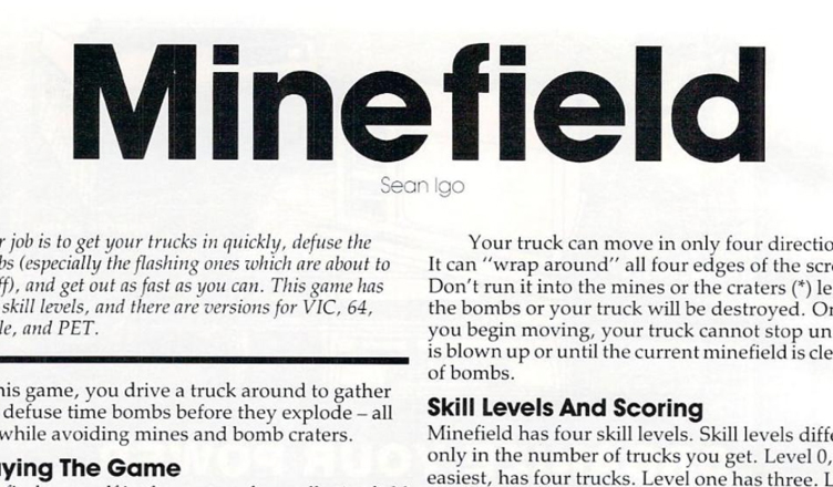Minefield (Sean Igo) – Gaming Alexandria